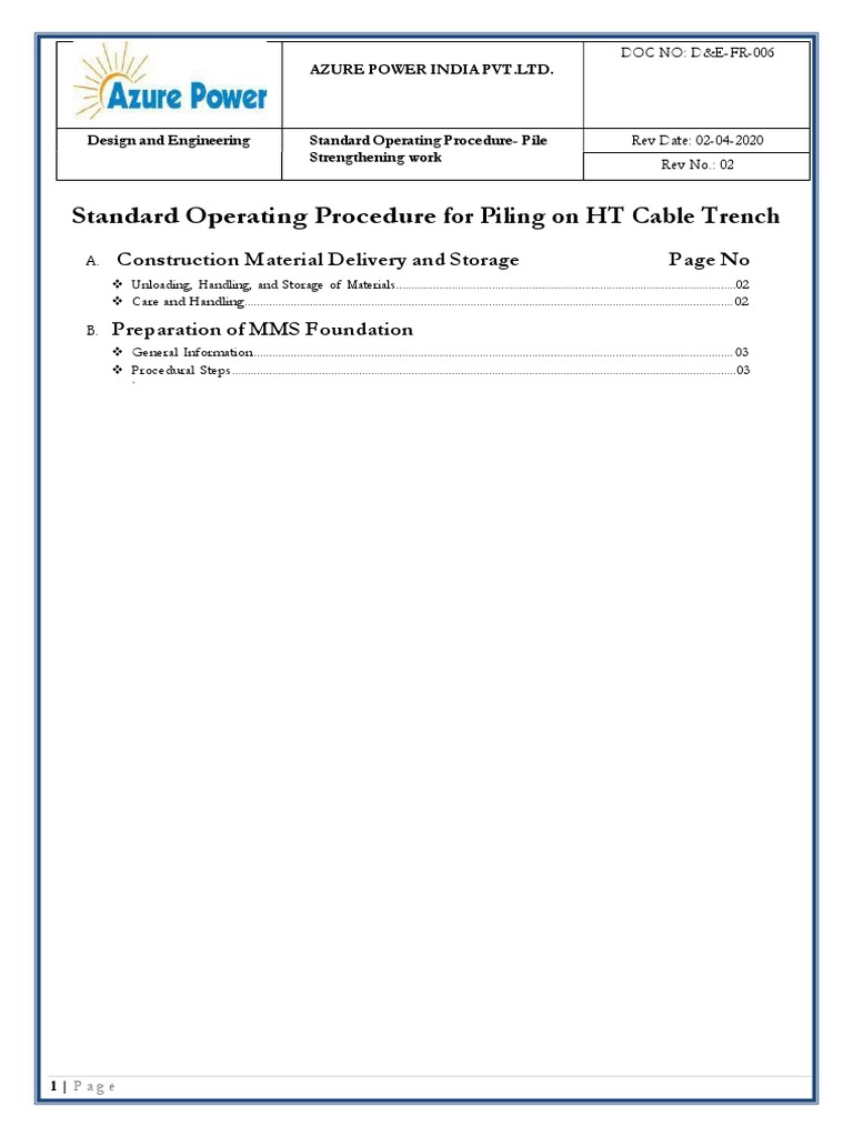 Pile Strengthening SOP for MMS Foundation | PDF | Concrete | Deep ...