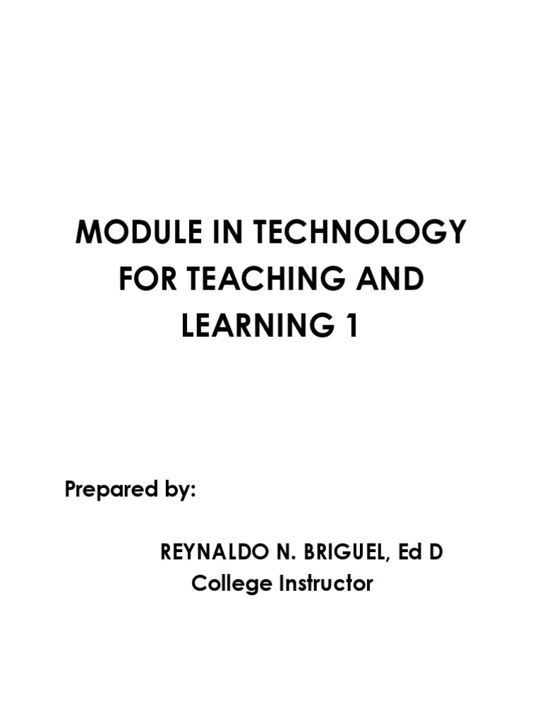 Module 1 In Technology For Teaching And Learning 1 Lesson 1 Prelims Pdf Educational
