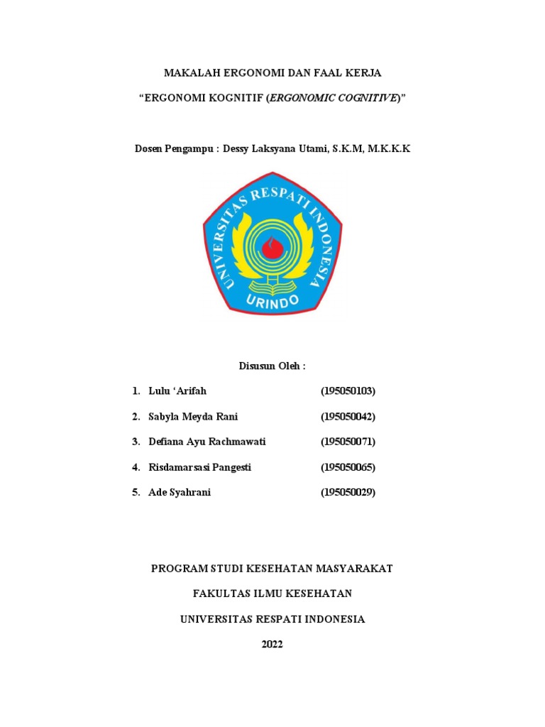 Final - Makalah Kelompok 4 - Ergonomi Kognitif - K3 - A | PDF