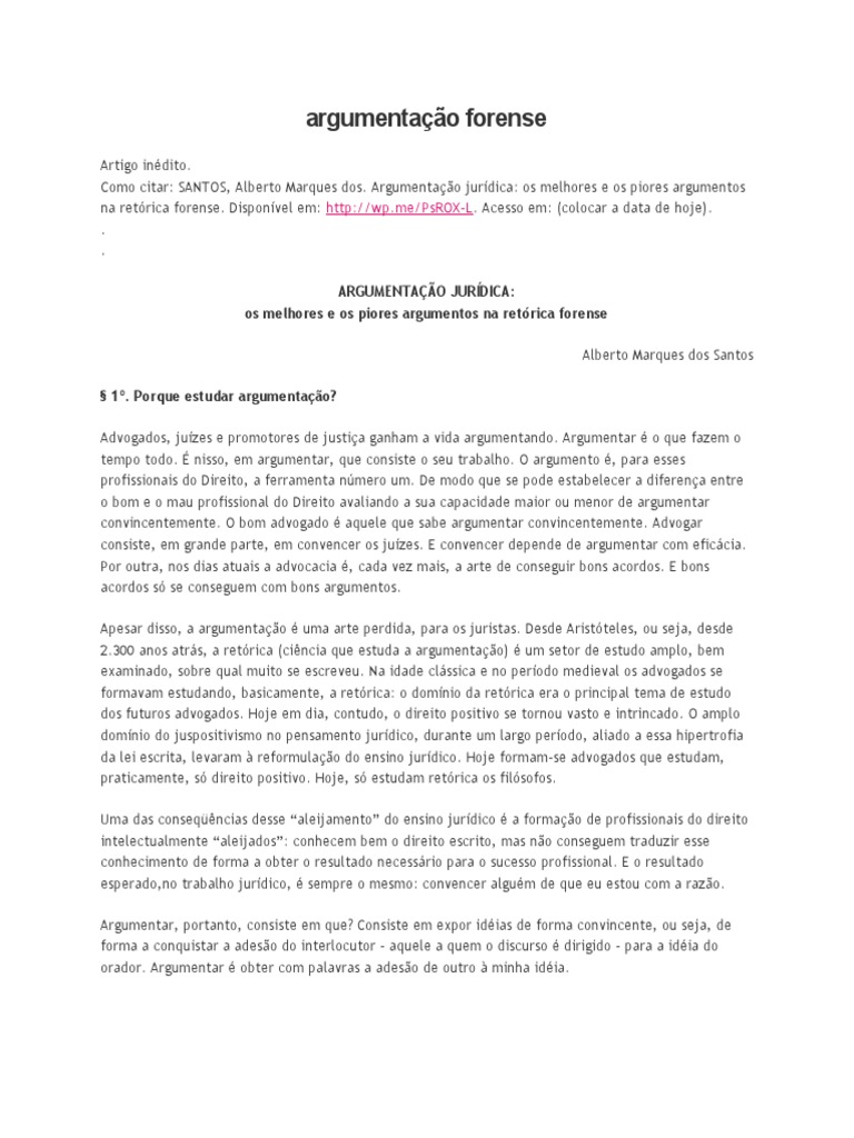 Argumentação Forense | PDF | Lógica | Argumento