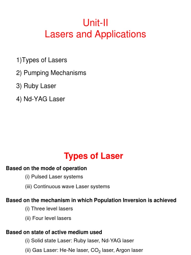 2.types of Lasers | PDF | Laser | Physical Sciences