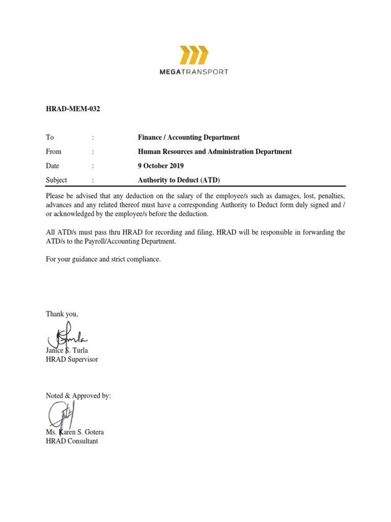 MTI Memo - ATD | PDF