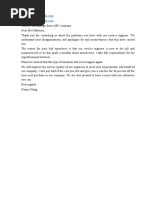 Hotel Apology Letter - Pest Control Issue | PDF | Communication