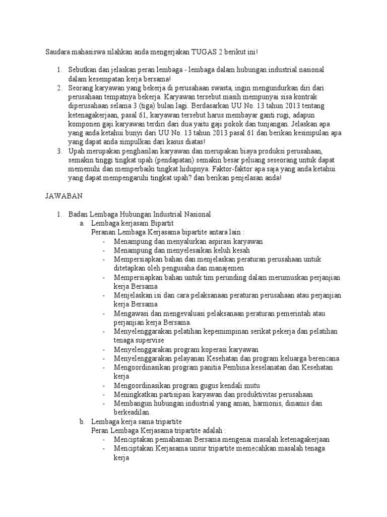 Tugas 2 Hubungan Industrial | PDF
