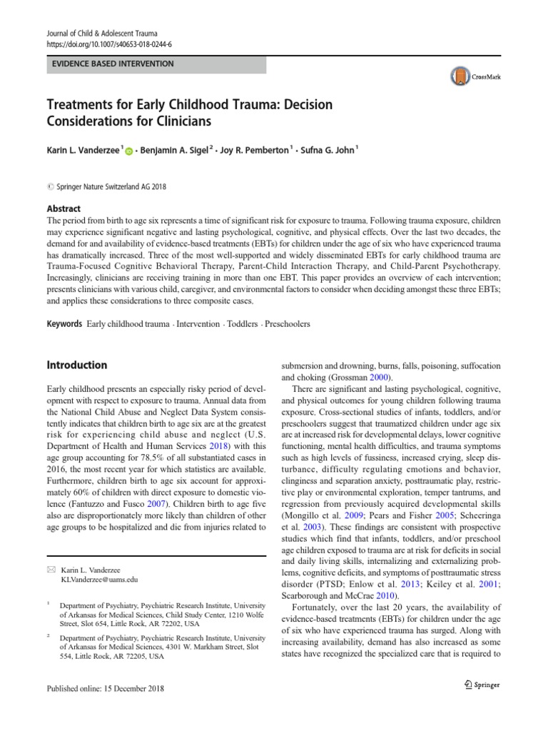Vanderzee - Treatments For Early Childhood Trauma Decision | PDF ...