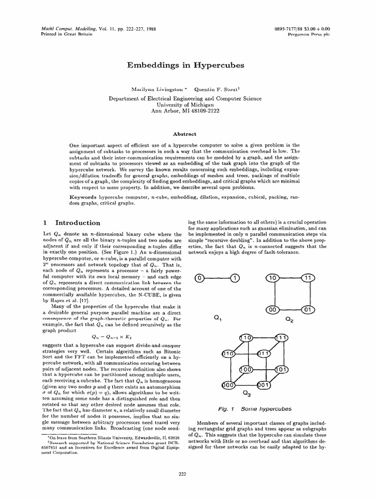 Embeddings in Hypercubes - 1988 - Mathematical and Computer Modelling | PDF | Graph Theory ...