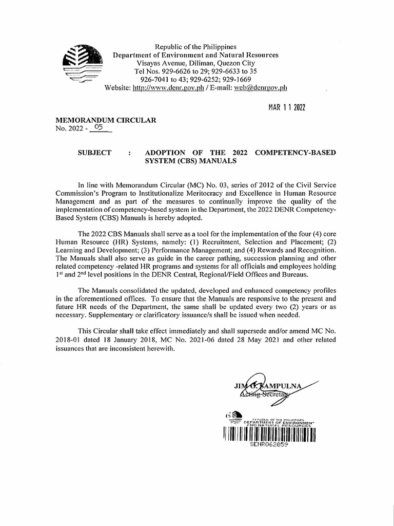 DENR Competency-Based System Manual | PDF | Vehicles | Policy