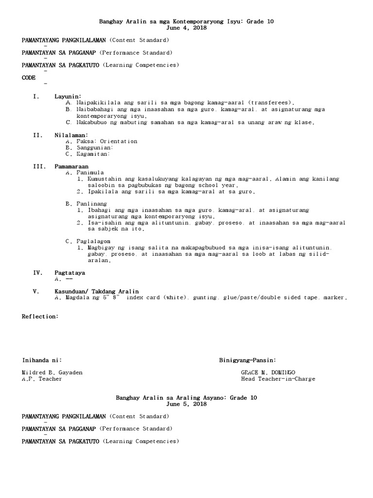 Banghay Aralin Grade 10 | PDF