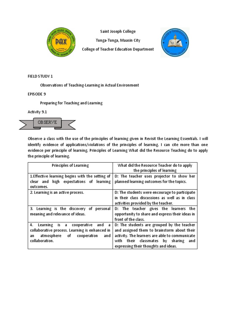 FS 1 Episode9 | PDF | Learning | Teachers