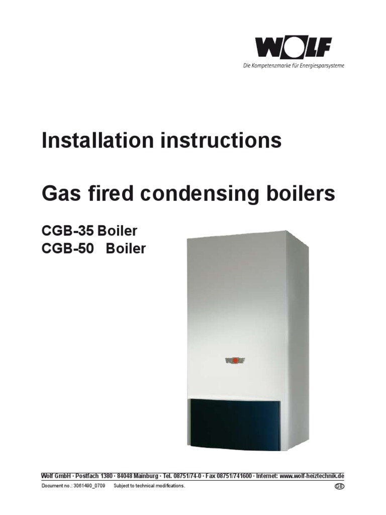 Wolf CGB-35 CGB-50 Installation Instructions | PDF | Water Heating | Boiler
