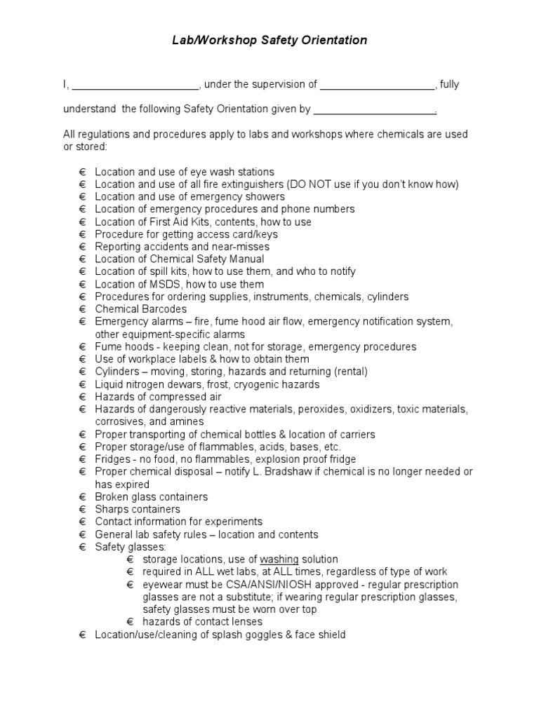 Lab Orientation Pdf Laboratories Glasses