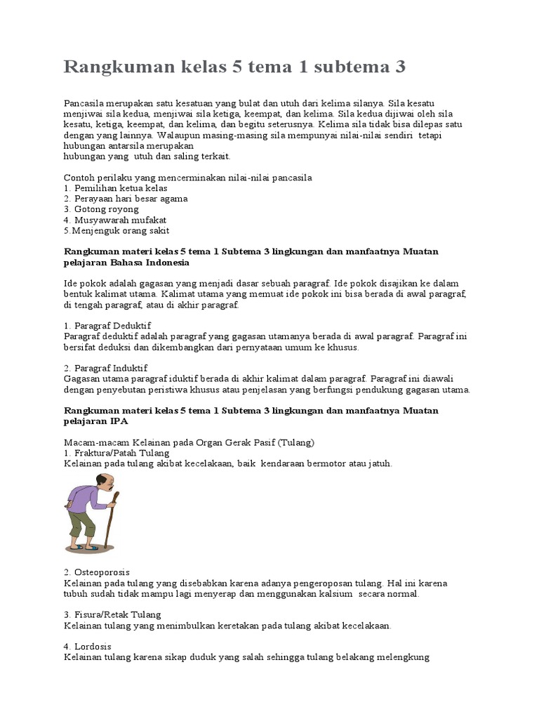 Rangkuman Kelas 5 Tema 1 Subtema 3 | PDF | Ilmu Sosial | Seni & Disiplin Bahasa