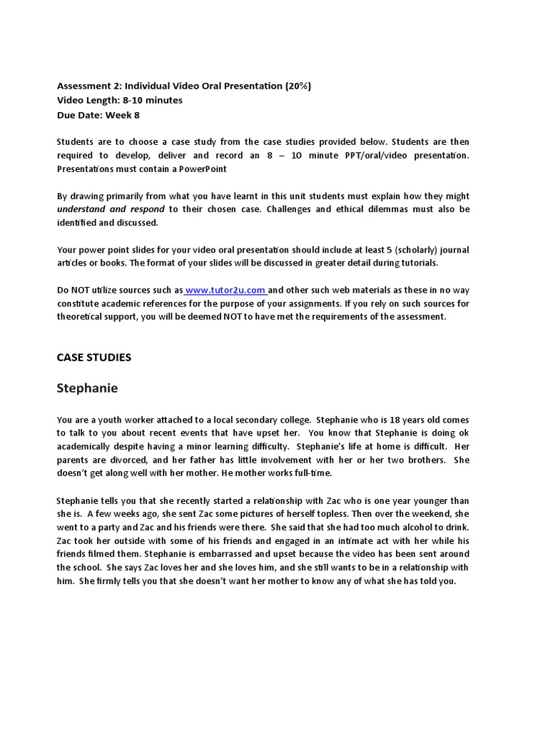 Assessment 2 - Case Studies | PDF | Knowledge | Child Protection