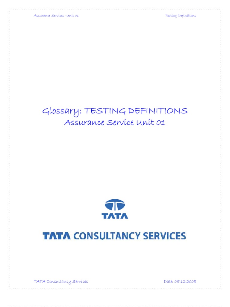Testing Glossary of Terms V01 - Dec 2008 | PDF | Software Testing ...