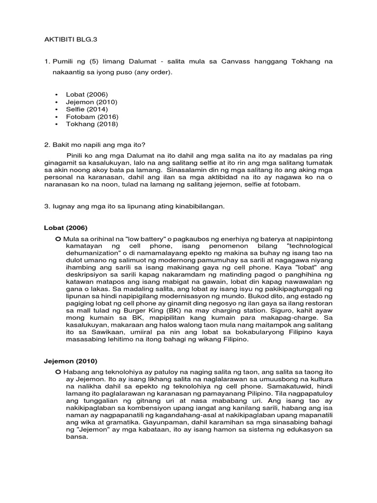 Dalumat - AKTIBITI BLG.3 | PDF