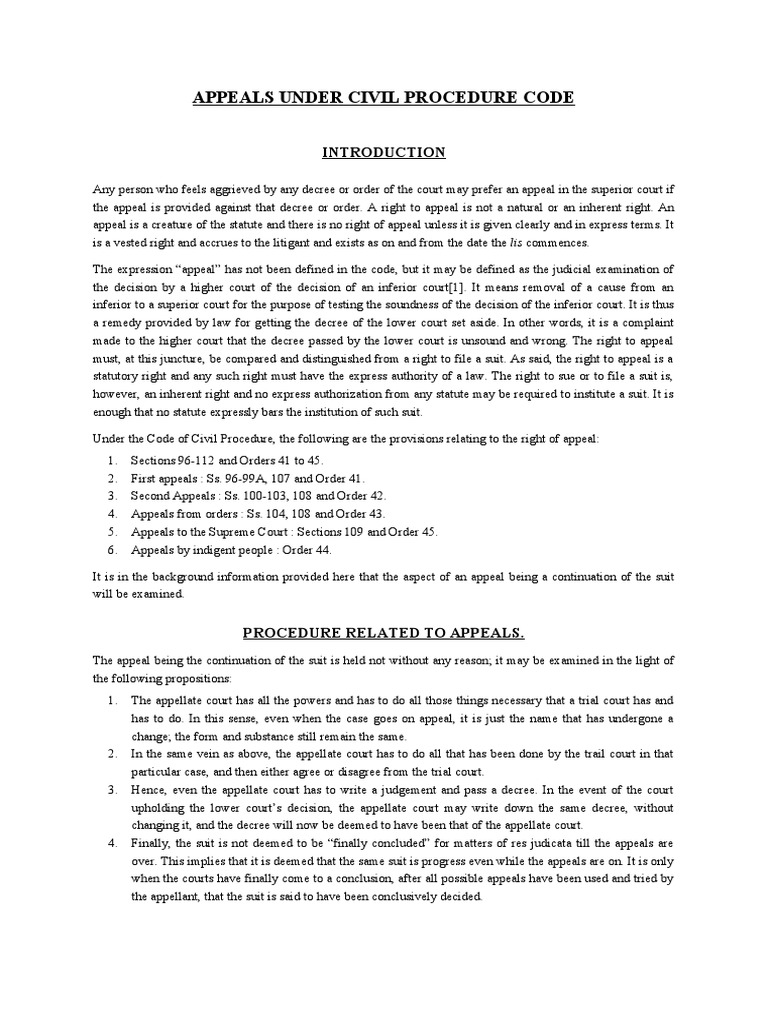 CPC Appeals Under Civil Procedure | PDF | Lawsuit | Appeal