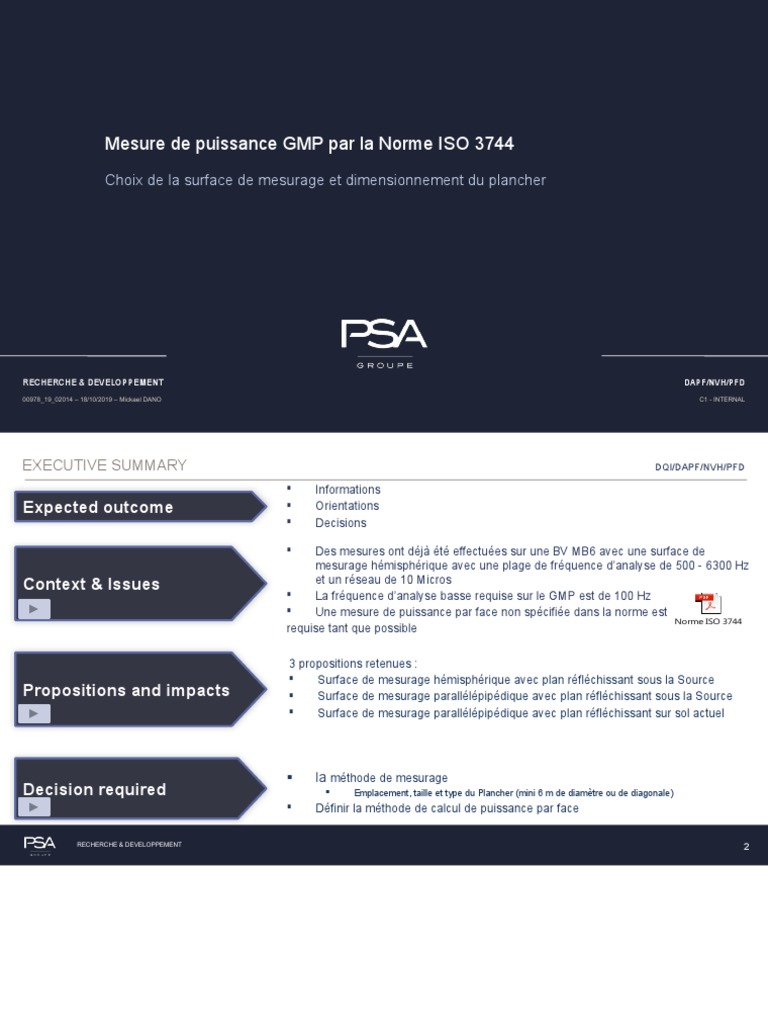 Mesure de puissance GMP selon ISO 3744 | PDF | Quantité | Grandeur physique