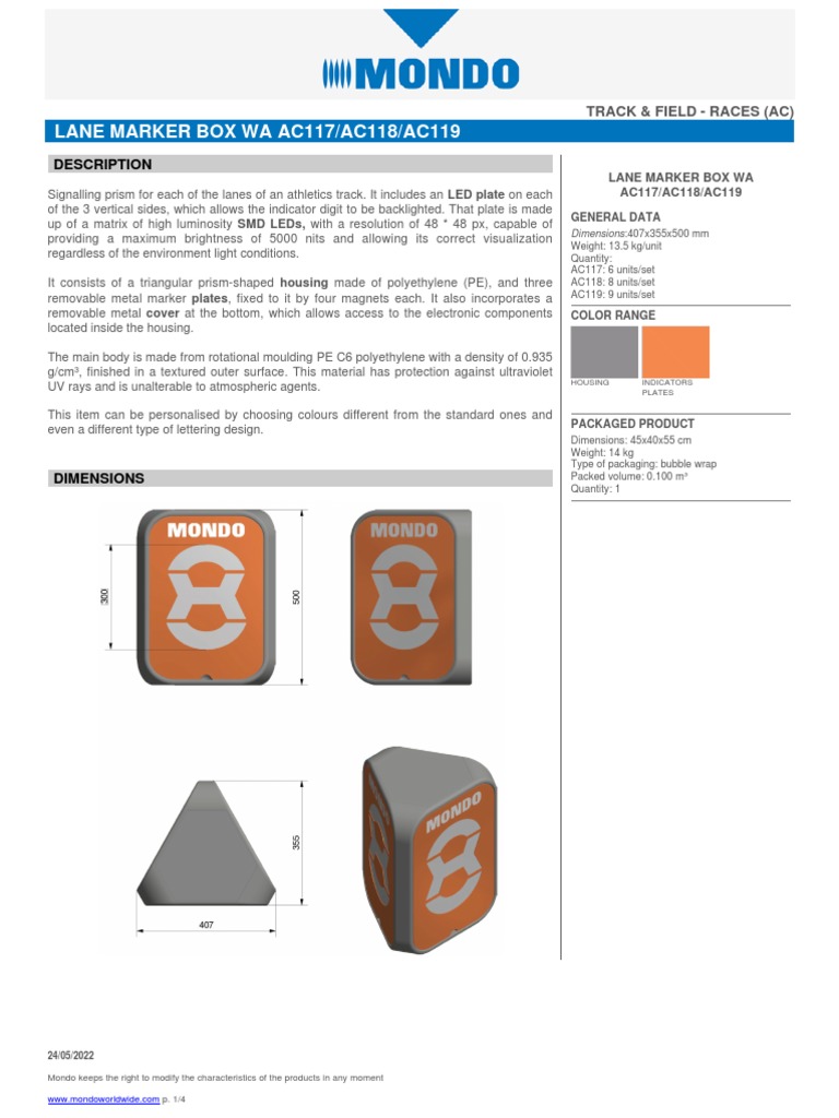 Ac117-Ac118-Ac119 - Lane Marker Box Wa - en | PDF | Light Emitting Diode | Track And Field