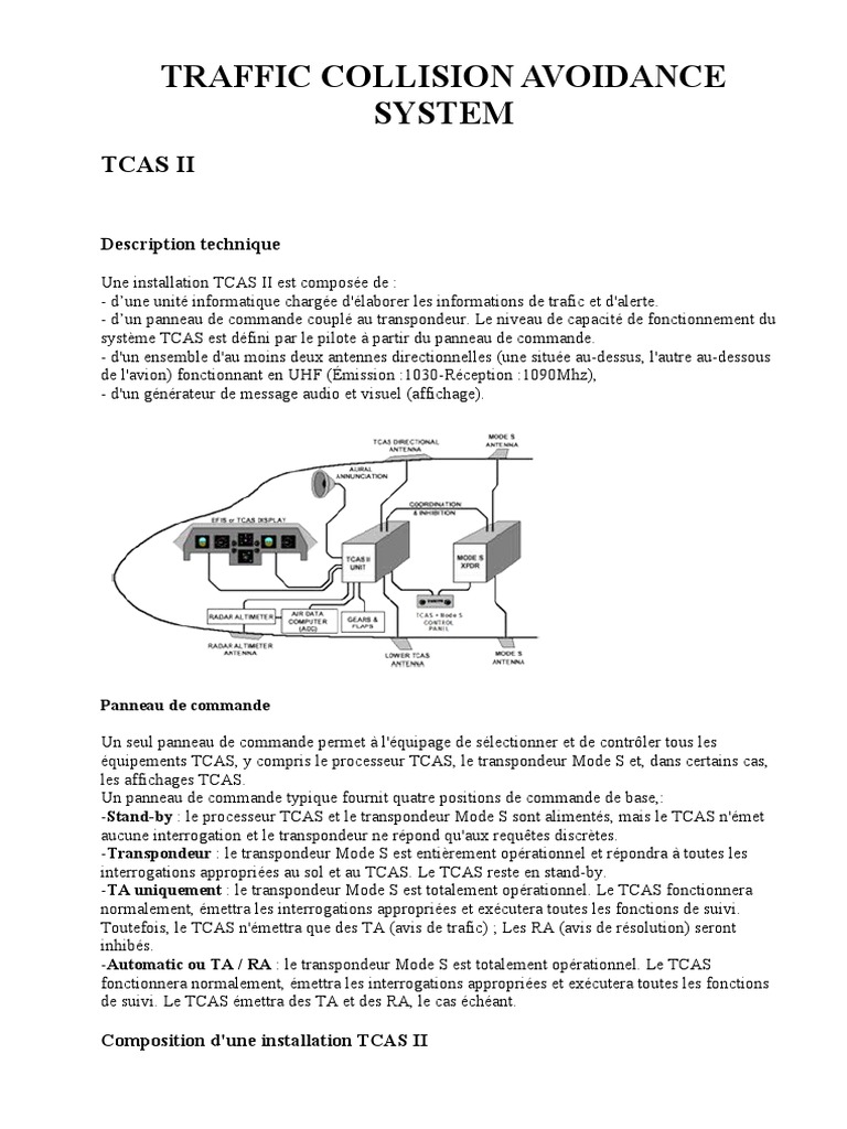 Fonctionnement du TCAS II en aviation | PDF | Transpondeur (Aviation ...