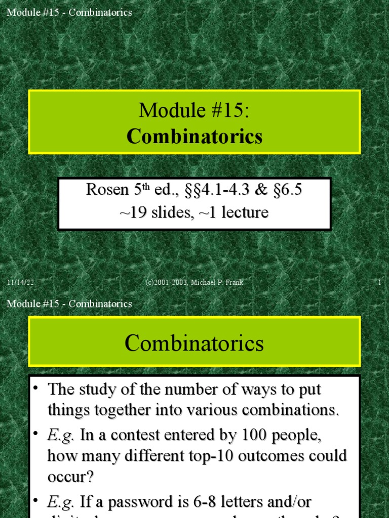 Module 15 Combinatorics Pdf Permutation Mathematical Concepts 