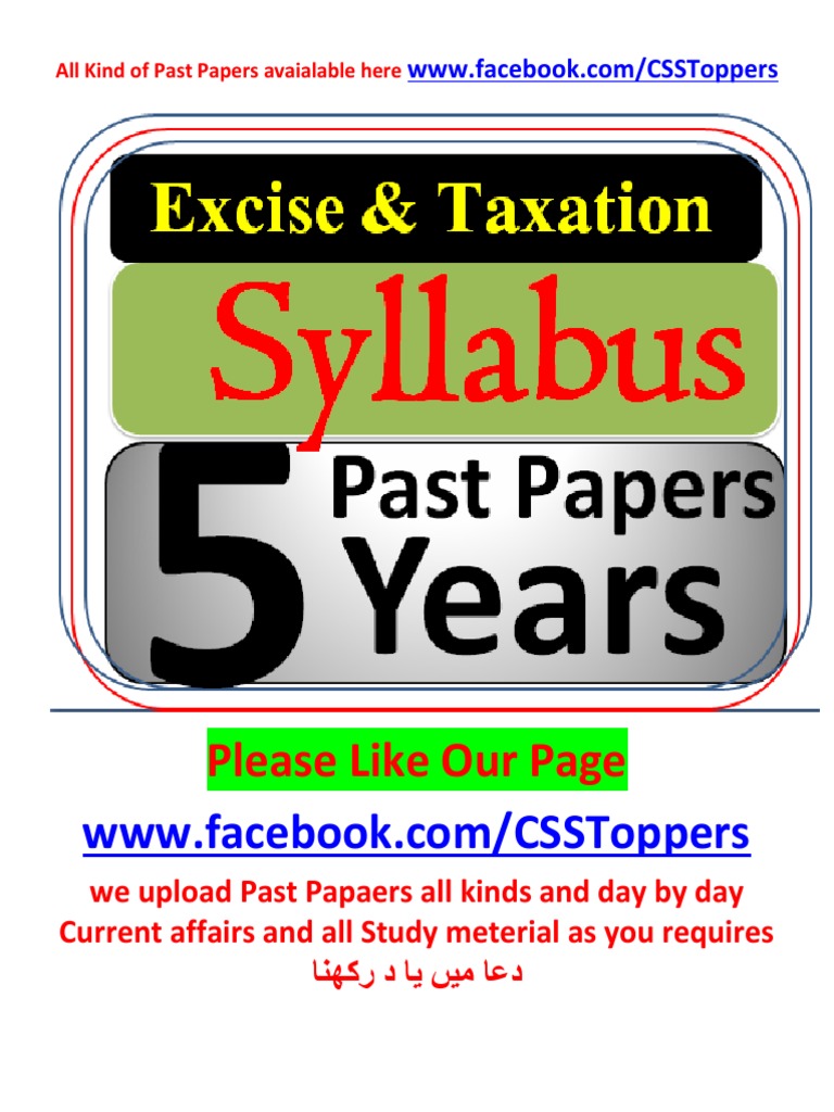 Excise and Taxation Past Papers Hub | PDF | Taxes | Government Finances
