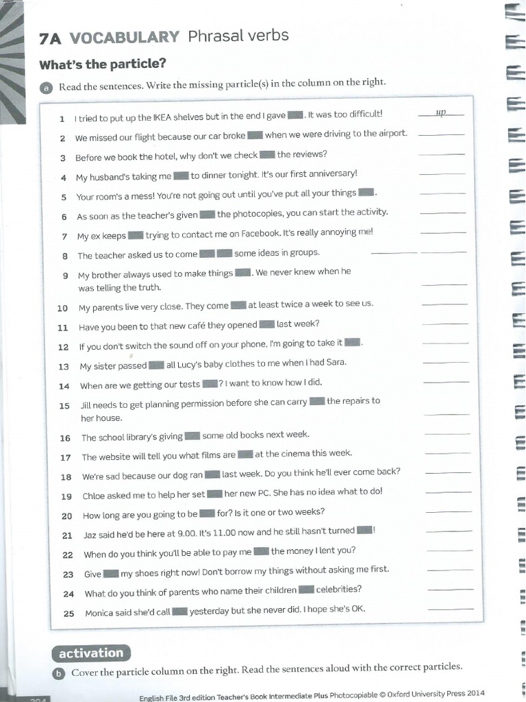 Phrasal Verbs - Homework | PDF