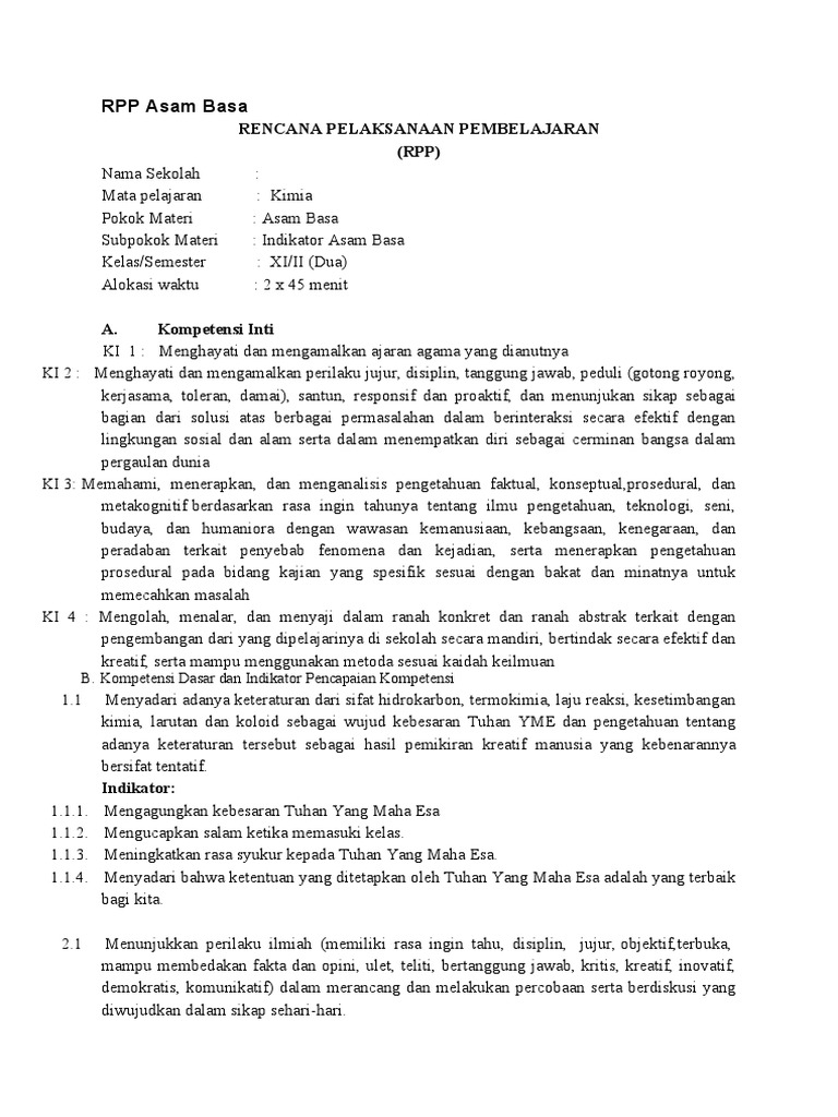 RPP Asam Basa | PDF | Kajian Bahasa Asing | Sains & Matematika