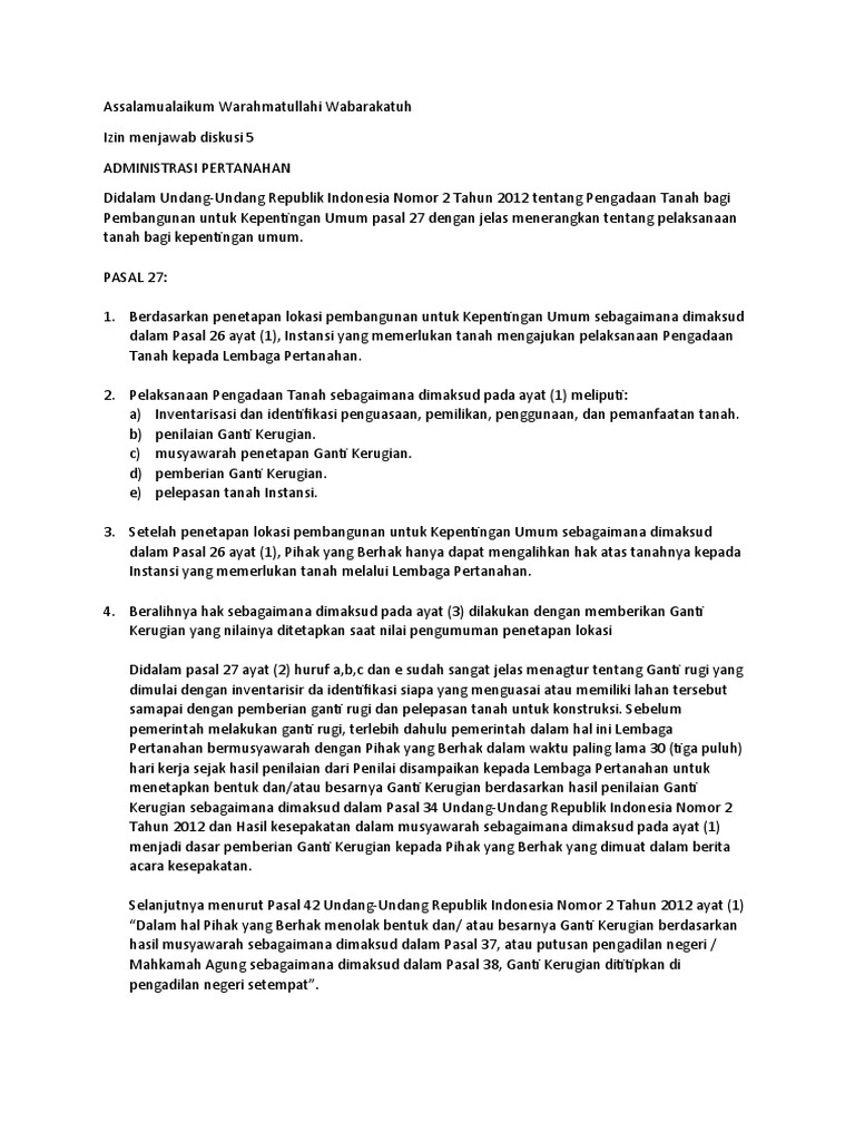 Diskusi 5 Administrasi Pertanahan | PDF | Griya & Taman