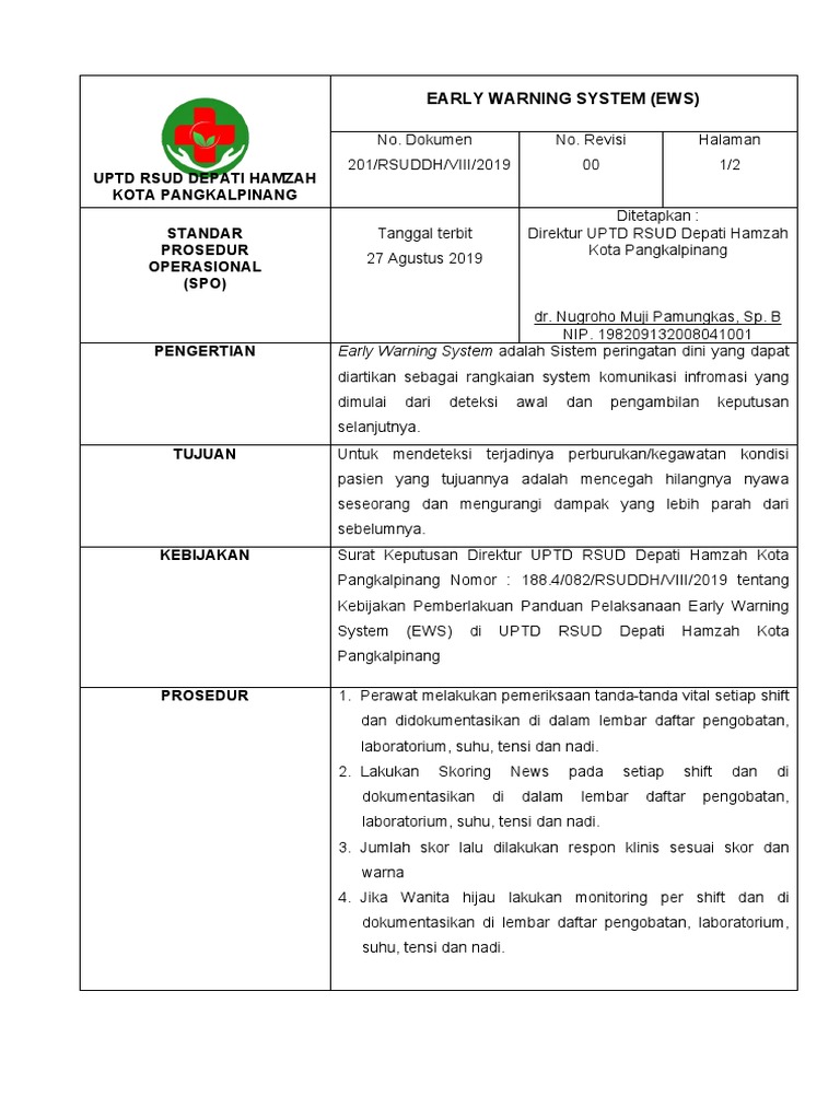 SPO Early Warning System (EWS) | PDF