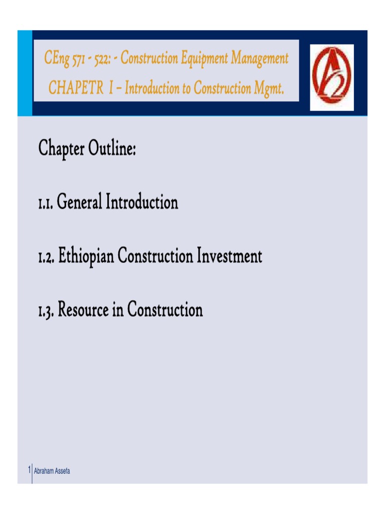 Chapter 1 - Introduction Construction Management | PDF