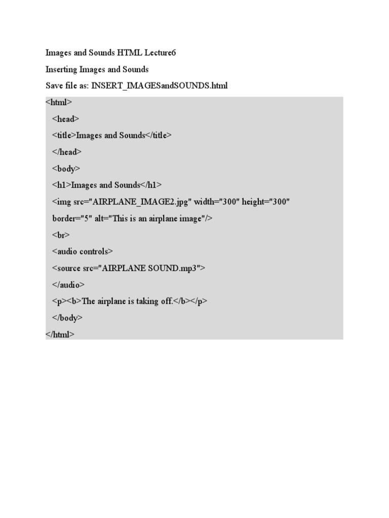 Inserting Images and Sounds in HTML | PDF | Business | Computers