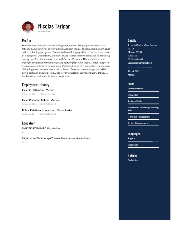 CV. Nicolas Tarigan | PDF