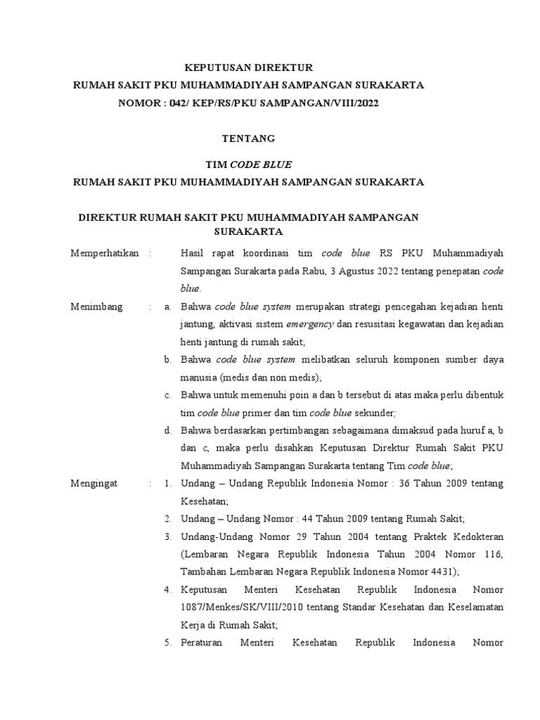 Revisi SK Code Blue | PDF | Kesehatan Holistik | Sains & Matematika