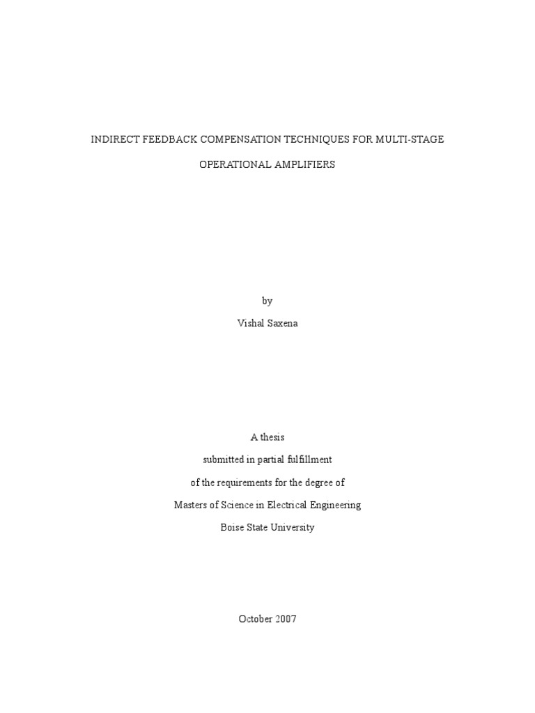 Indirect Feedback Compensation Techniques For Multi-Stage Operational ...