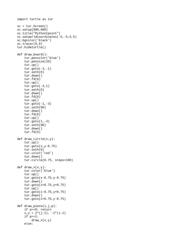 Tic Tac Toe Game Code in Python | PDF | Computer Programming