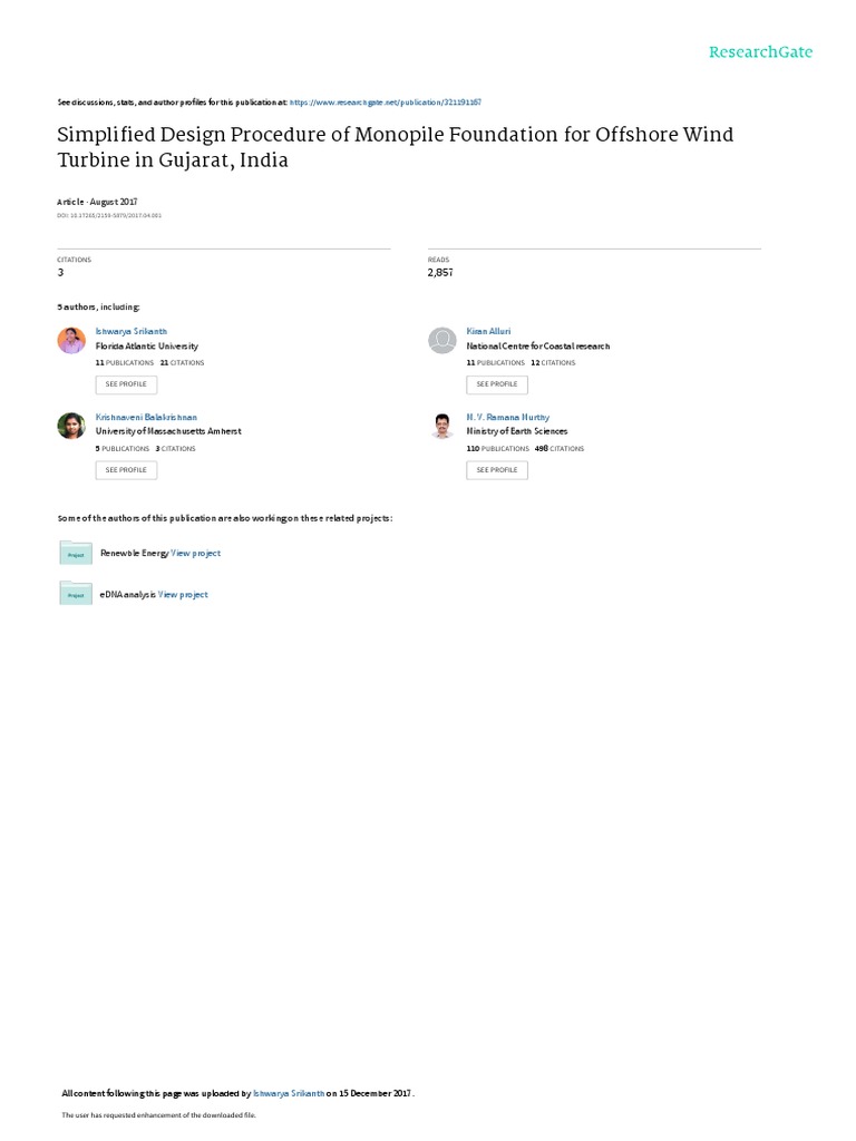 Monopile Foundation Design for Offshore Wind | PDF | Regression ...