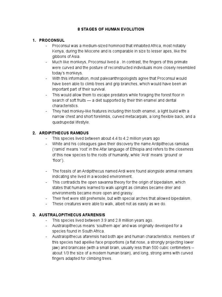 8 Stages of Human Evolution | PDF | Homo | Bipedalism