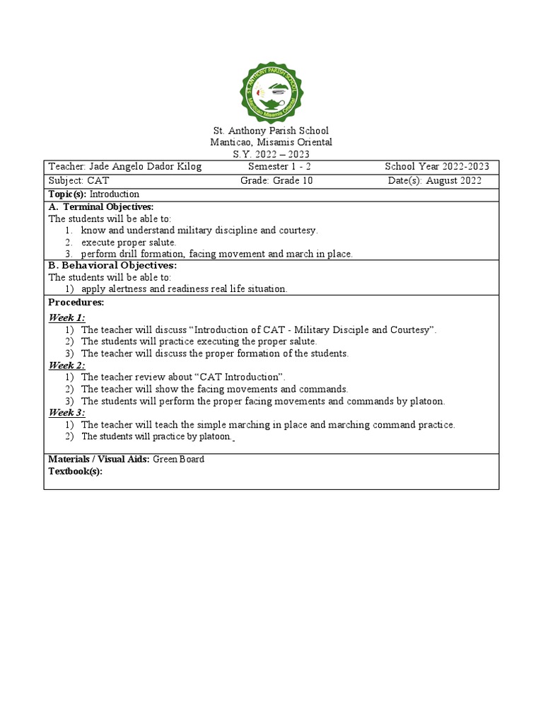 Cat Lesson Plan | PDF | Cognitive Science | Learning