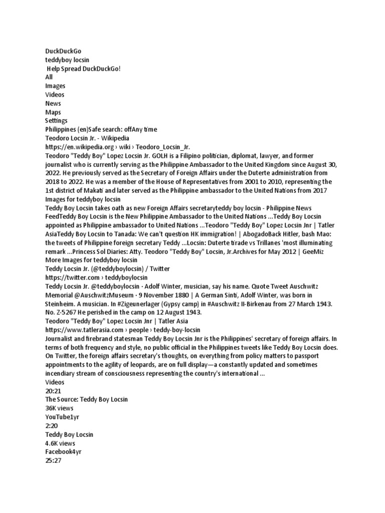 Teodoro "Teddy Boy" Locsin Overview | PDF | Philippines