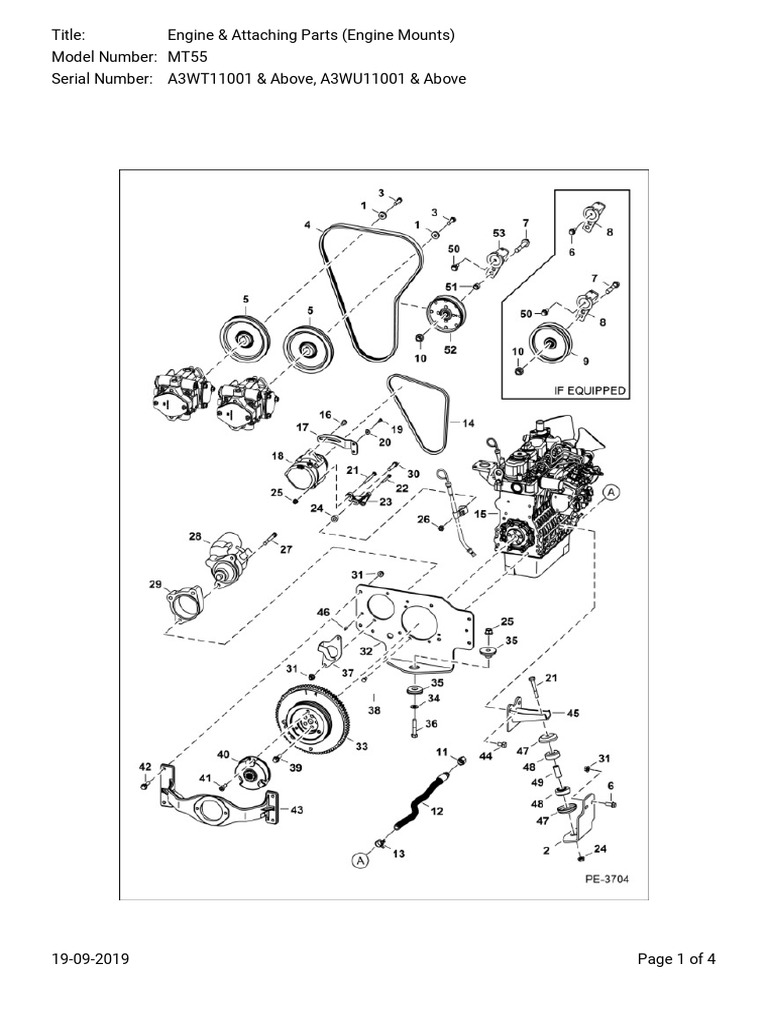 Engine & Attaching Parts (Engine Mounts) - MT55 | PDF | Screw | Belt (Mechanical)