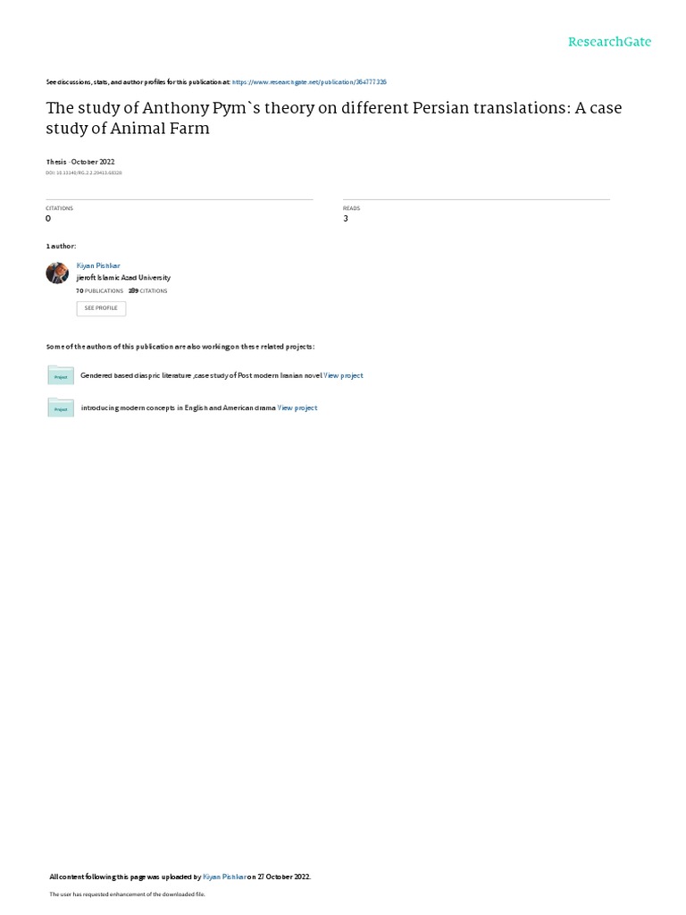 Study of Anthony Pym S Theory On Different | PDF | Translations | Theory