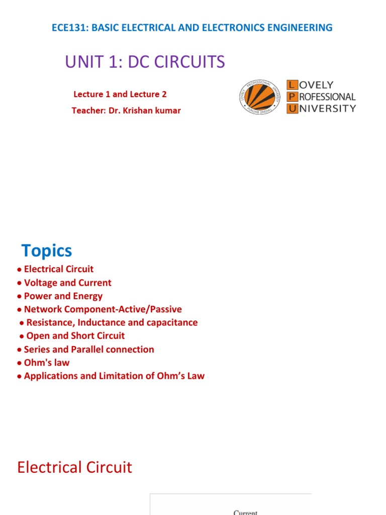Unit 1 L! L2 K131 | PDF | Series And Parallel Circuits | Electric Power