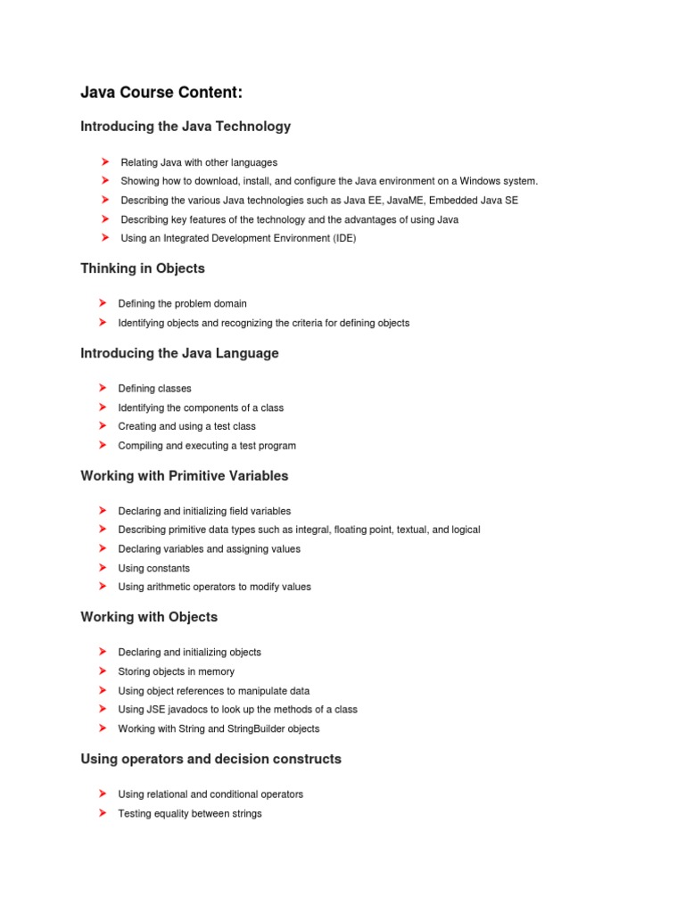 Java Syllabus | PDF Java Syllabus | PDF