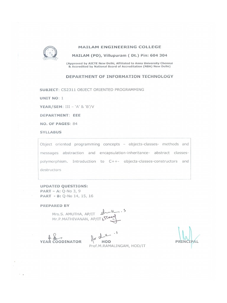 OOPS Unit 1 | PDF | Object Oriented Programming | Programming
