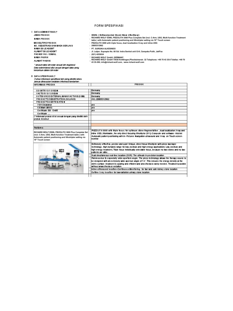 Spek ESWL P3000 Plus | PDF | Computer Monitor | Anesthesia