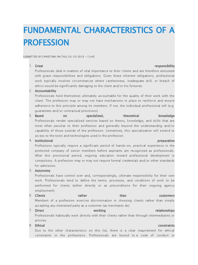 Fundamental Characteristics of A Profession | PDF | Taxes | Gases