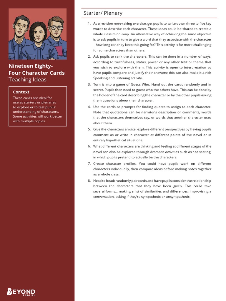 Character Cards - Teaching Ideas | PDF | Cognition