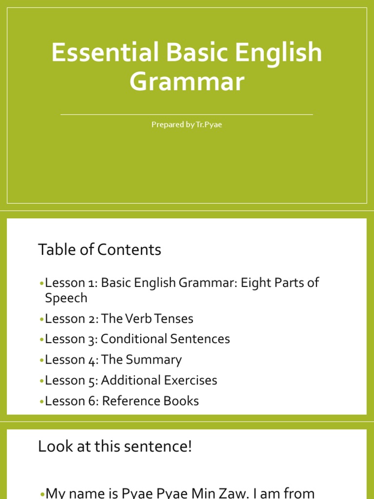 Essential Basic English Grammar | PDF | Verb | Noun
