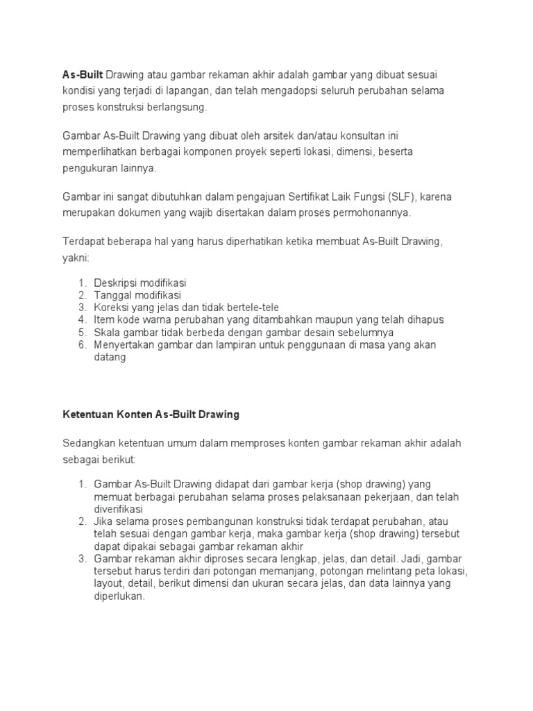 Panduan Lengkap As-Built Drawing | PDF