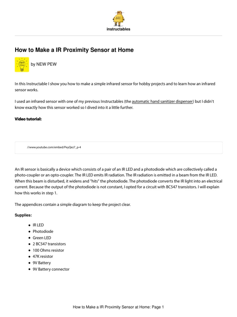 Easy Infrared Proximity Sensor | PDF
